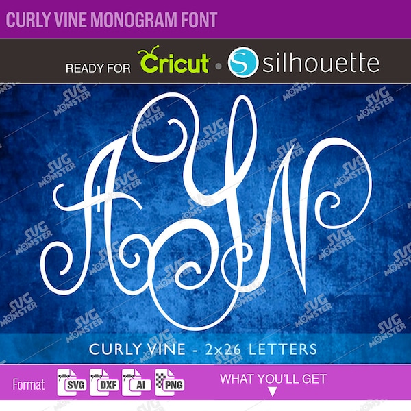 Vine Monogram Font - Etsy