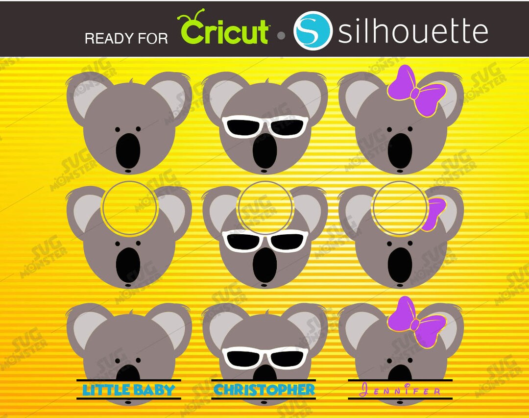 Koala SVG, Split Monogram Cut File for Cricut, Silhouette - Etsy