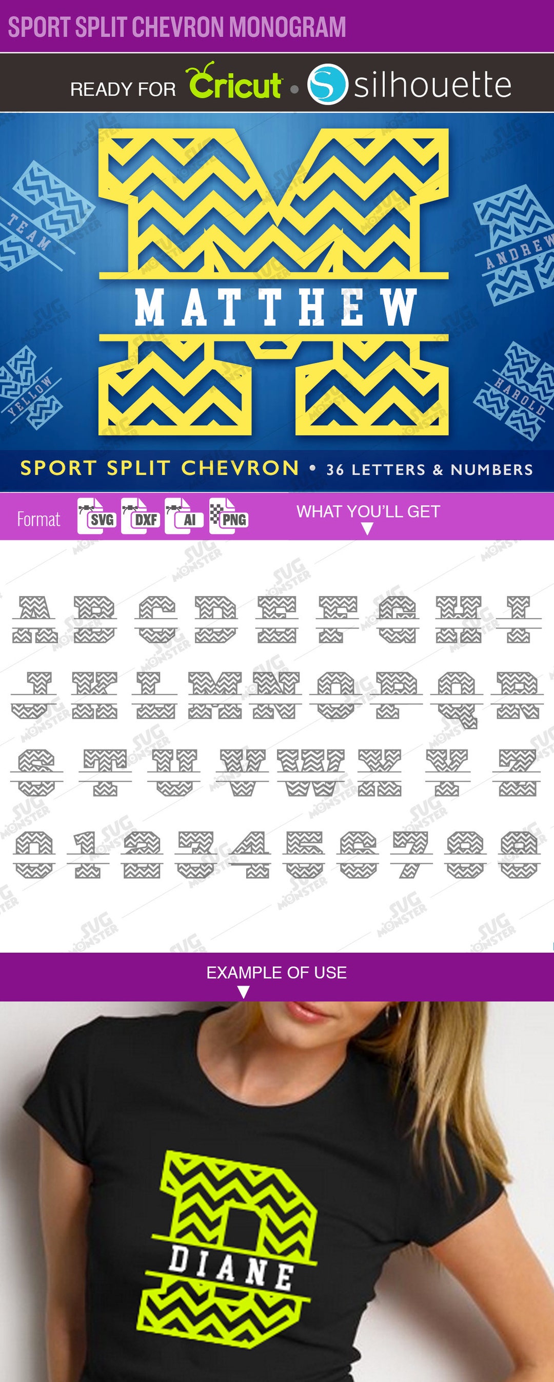SPLIT CHEVRON SVG Split Monogram Svg Split Chevron Sport Letter Svg ...