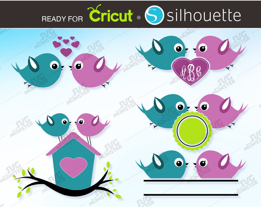 Love Birds SVG | Valentine's Day Monogram Frame (digital Download) - Etsy
