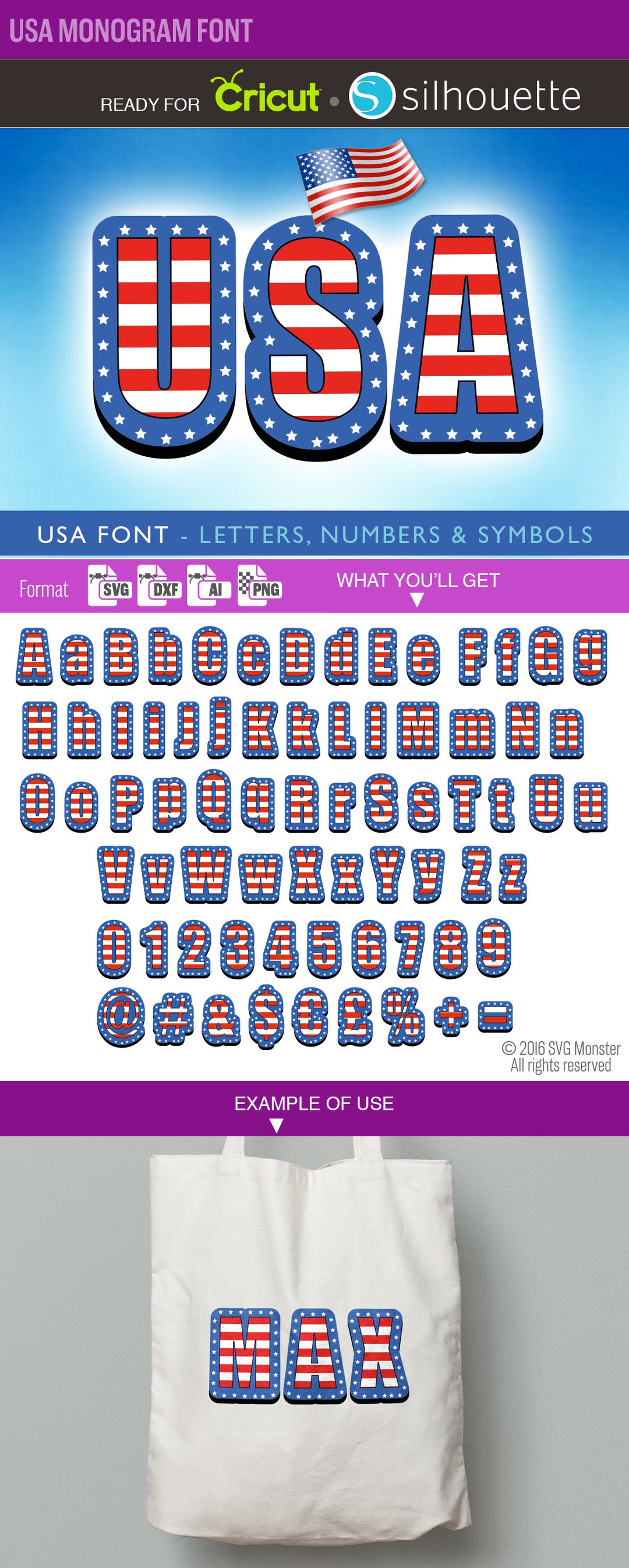 Svg USA FONT Svg American Flag Font US Flag Font Svg - Cricut Fonts Svg ...