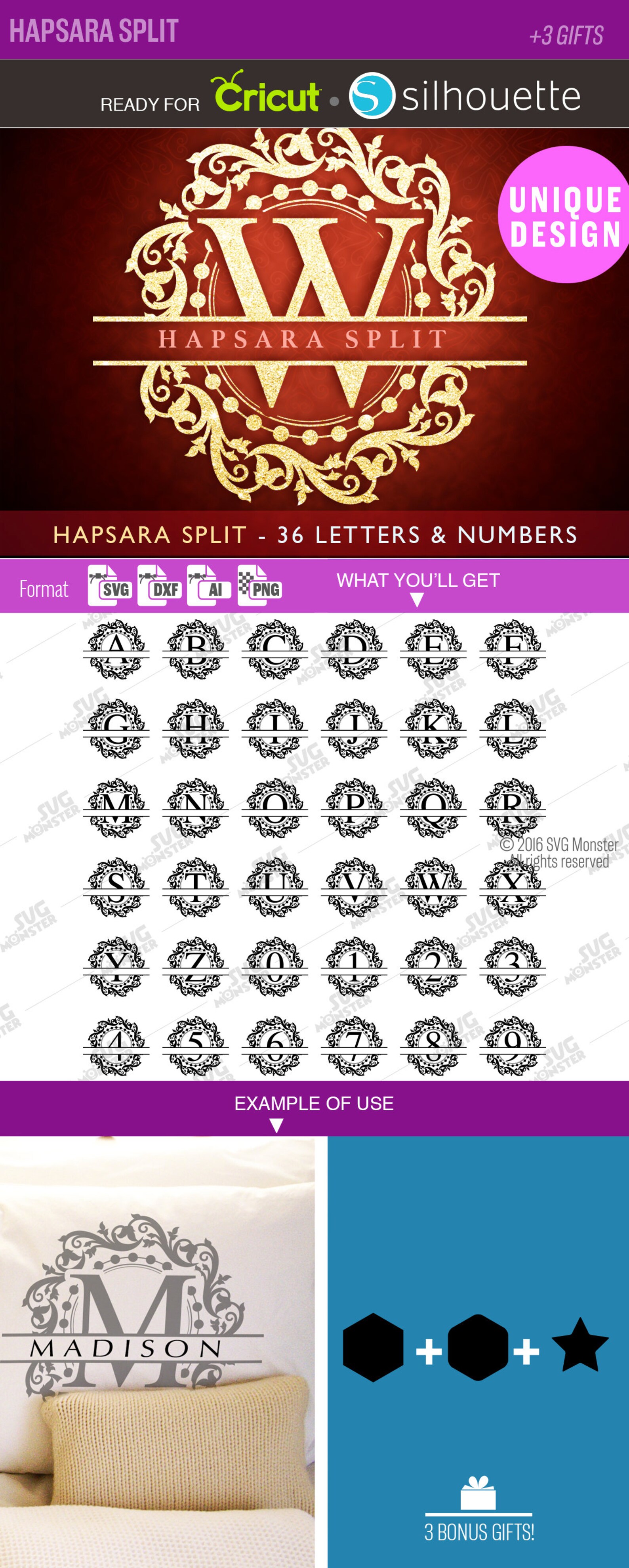 SPLIT MONOGRAM SVG Split Letter Svg Split Font Regal Font Svg | Etsy