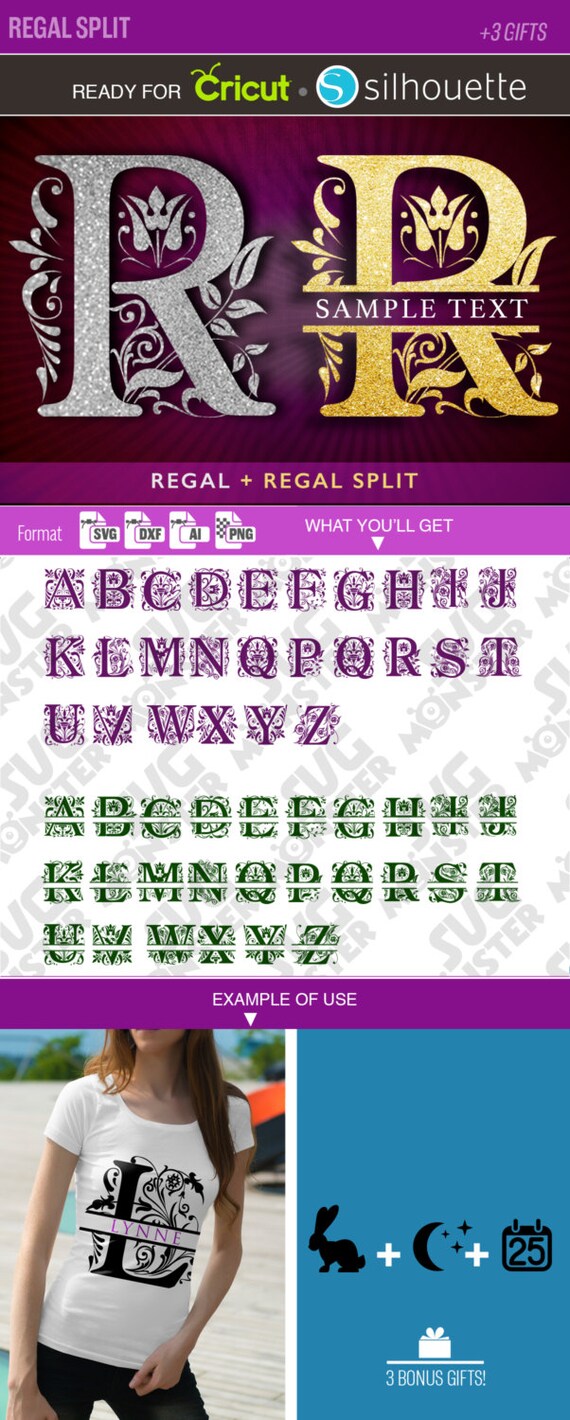 Regal Font SVG Regal Font Split Regal Font SVG Regal Monogram | Etsy Canada