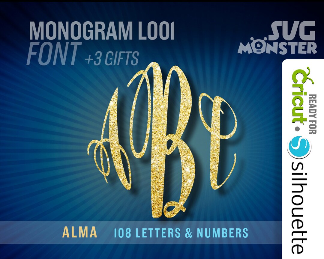 ALMA Circle MONOGRAM Svg FONT Cut Files Electronic Vinyl Cutter Cricut ...