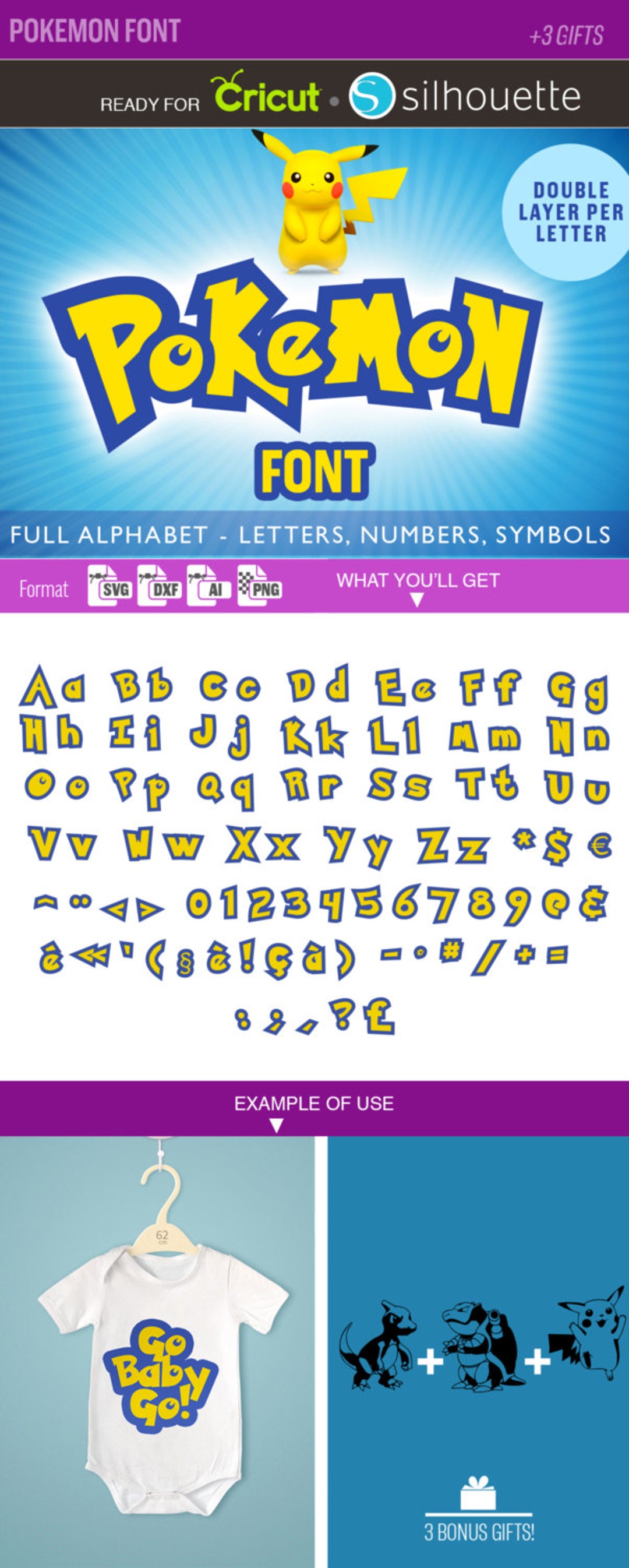 POKEMON FONT SVG Alphabet Svg Dxf Cutting Files for Vinyl Cutter & Heat ...