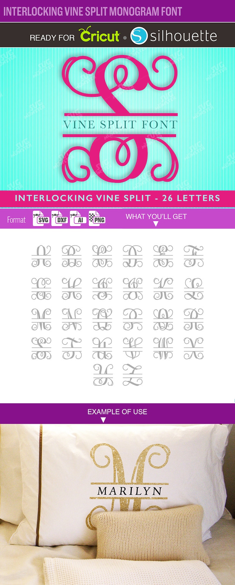 SPLIT INTERLOCKING VINE Font Svg Split Letters Svg Split Font - Etsy