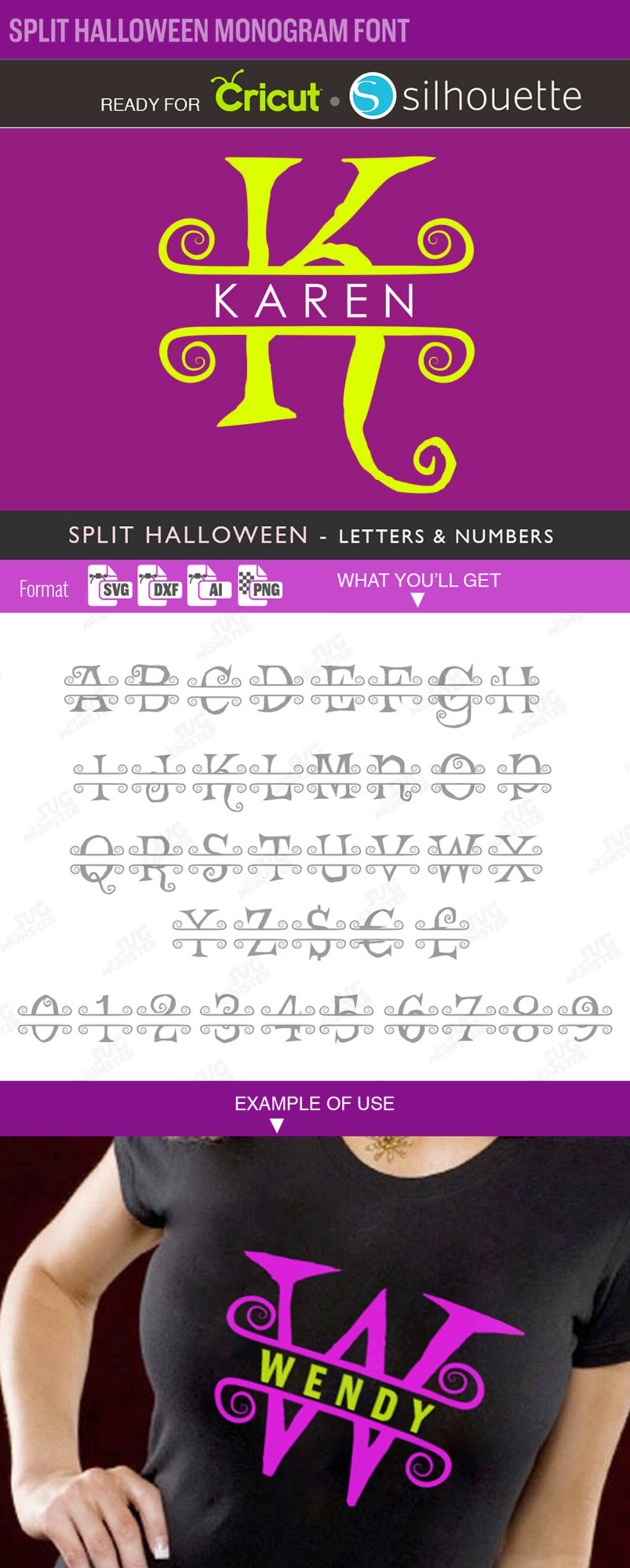 SPLIT HALLOWEEN FONT Svg Halloween Font - Split Font Svg Split Letter ...