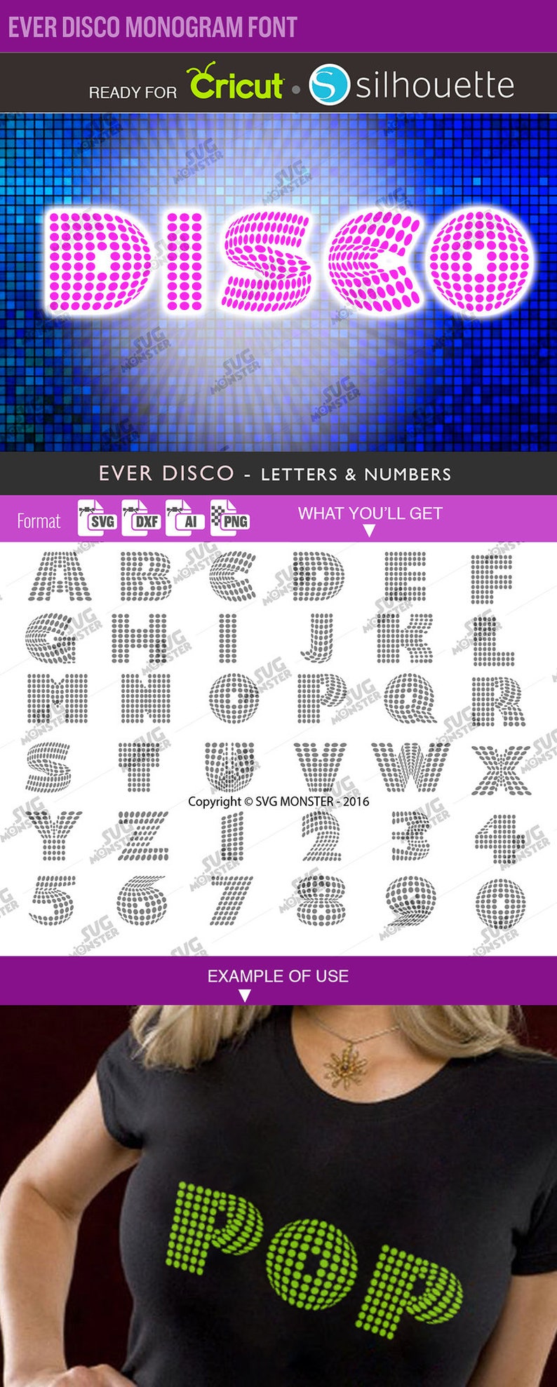 DISCO MONOGRAM FONT Svg Cricut Fonts Svg Music Font Svg | Etsy