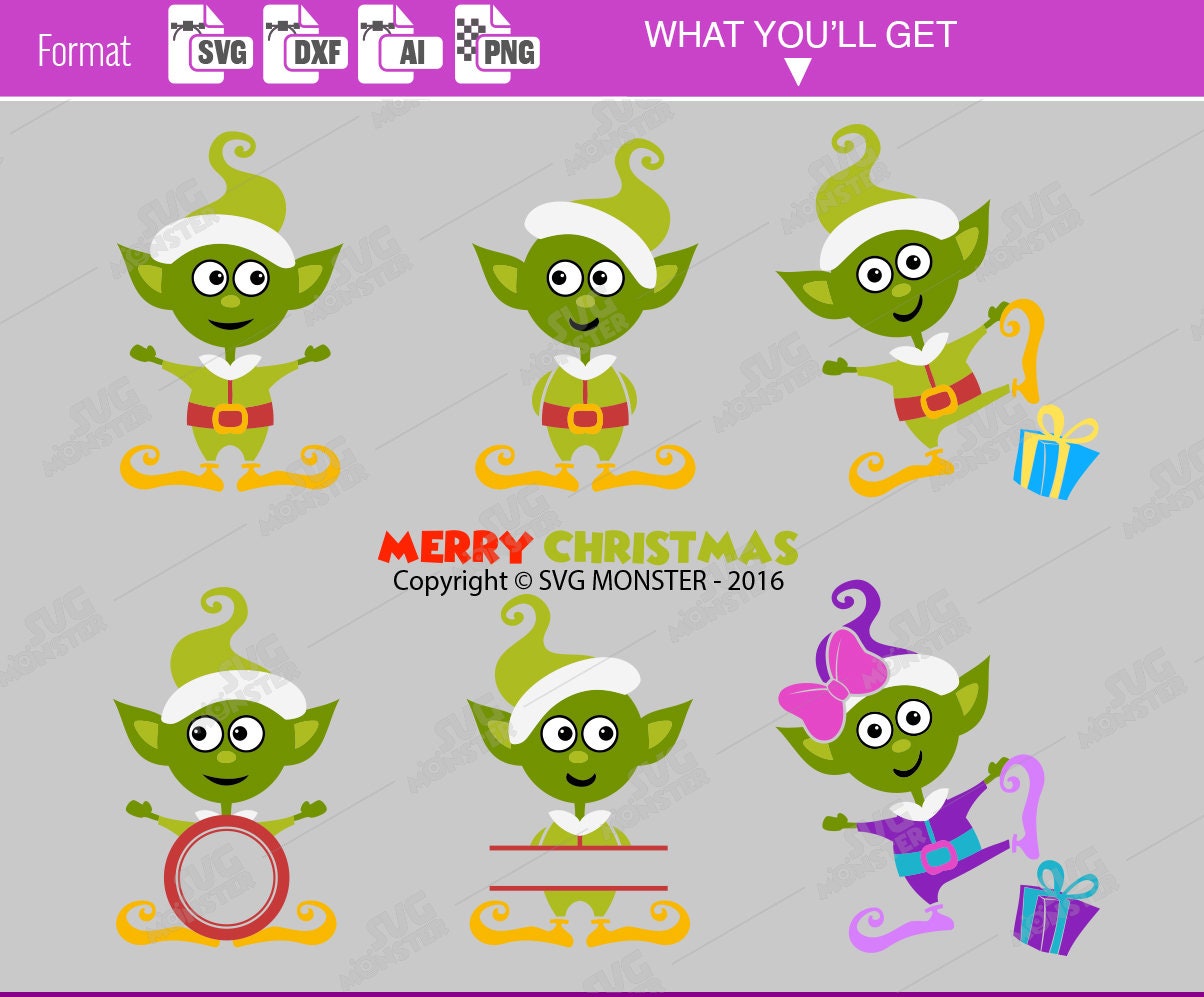 ELF SVG CHRISTMAS Svg Elf Pixie Svg Monogram Elf Svg Pixie Elf | Etsy
