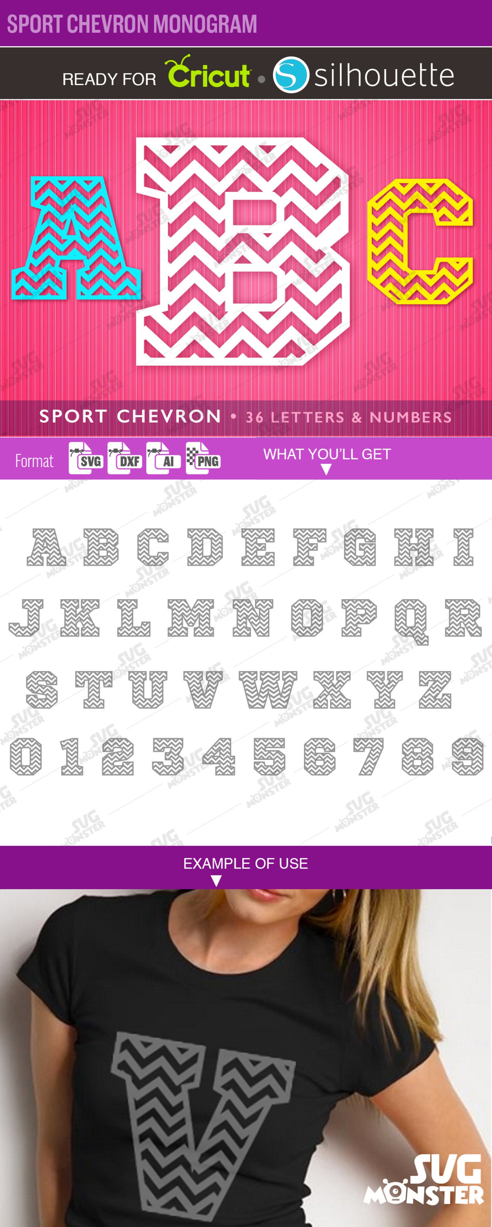 Chevron Fonts SVG Chevron Letter SVG Monogram Fonts SVG Font - Etsy