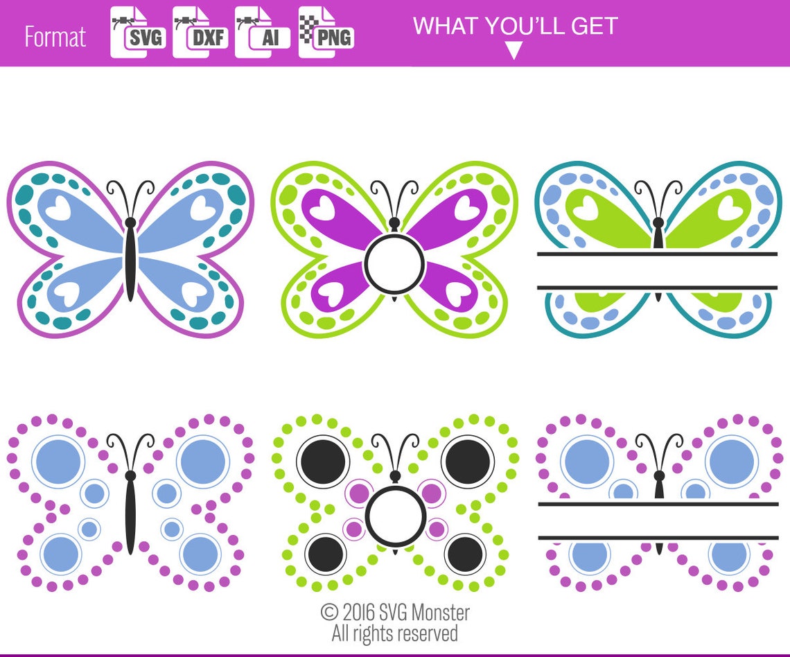 SVG BUTTERFLY SVG Split Monogram Svg Butterfly Split Svg - Etsy