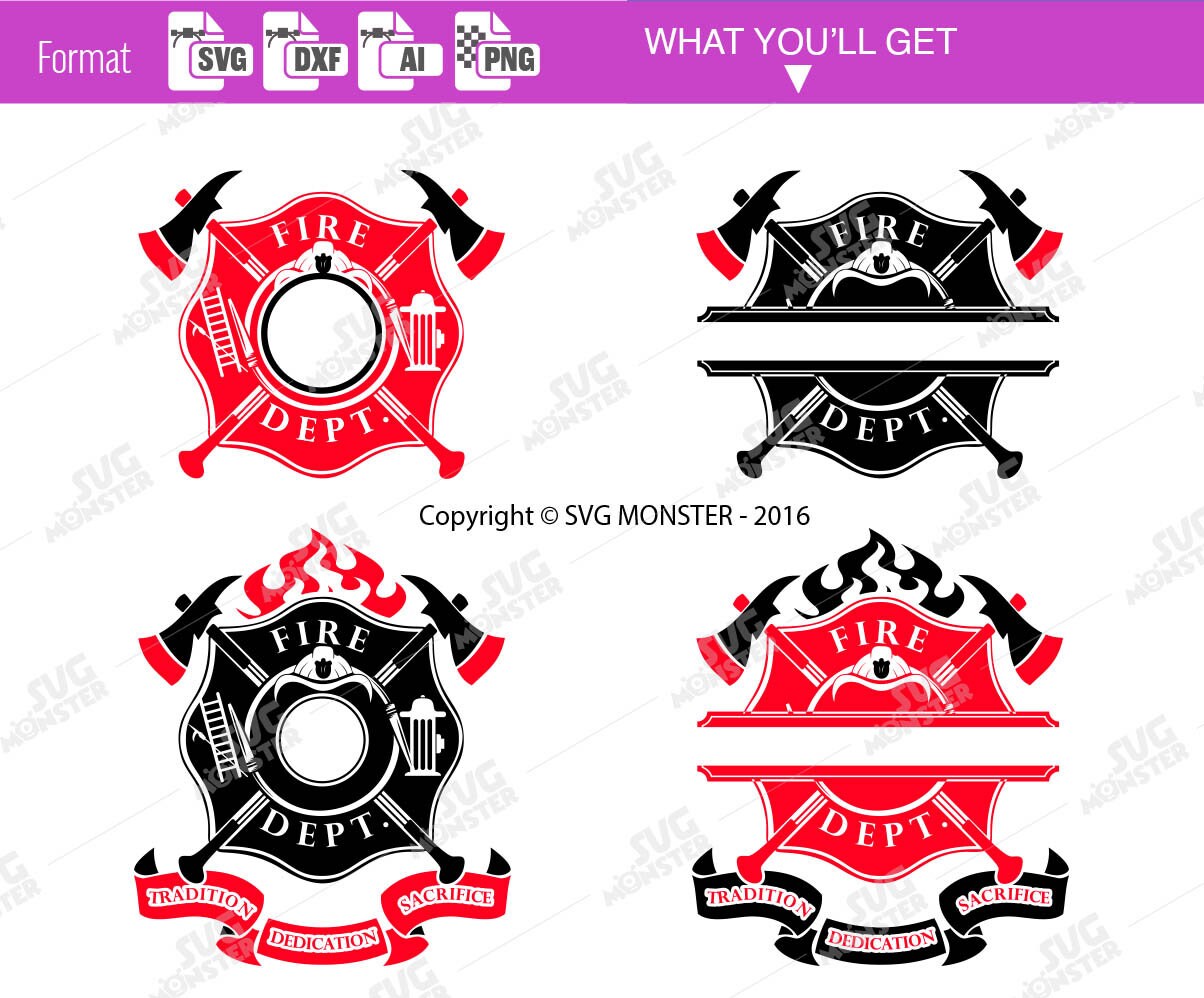 SVG FIREFIGHTER FIREMAN Fire Department Monogram Label - Etsy
