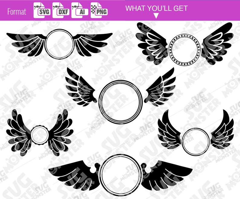 WINGS SVG ANGEL Wings Svg Label Circle Frame Border Angel - Etsy Singapore