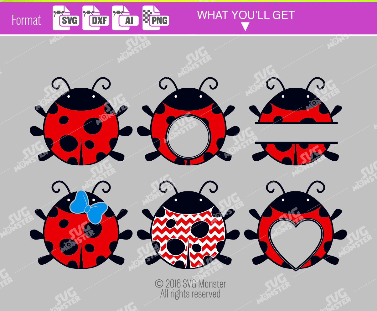 LADYBUG SVG LADYBUG Split Monogram Svg Ladybug Cut Files Lady - Etsy ...
