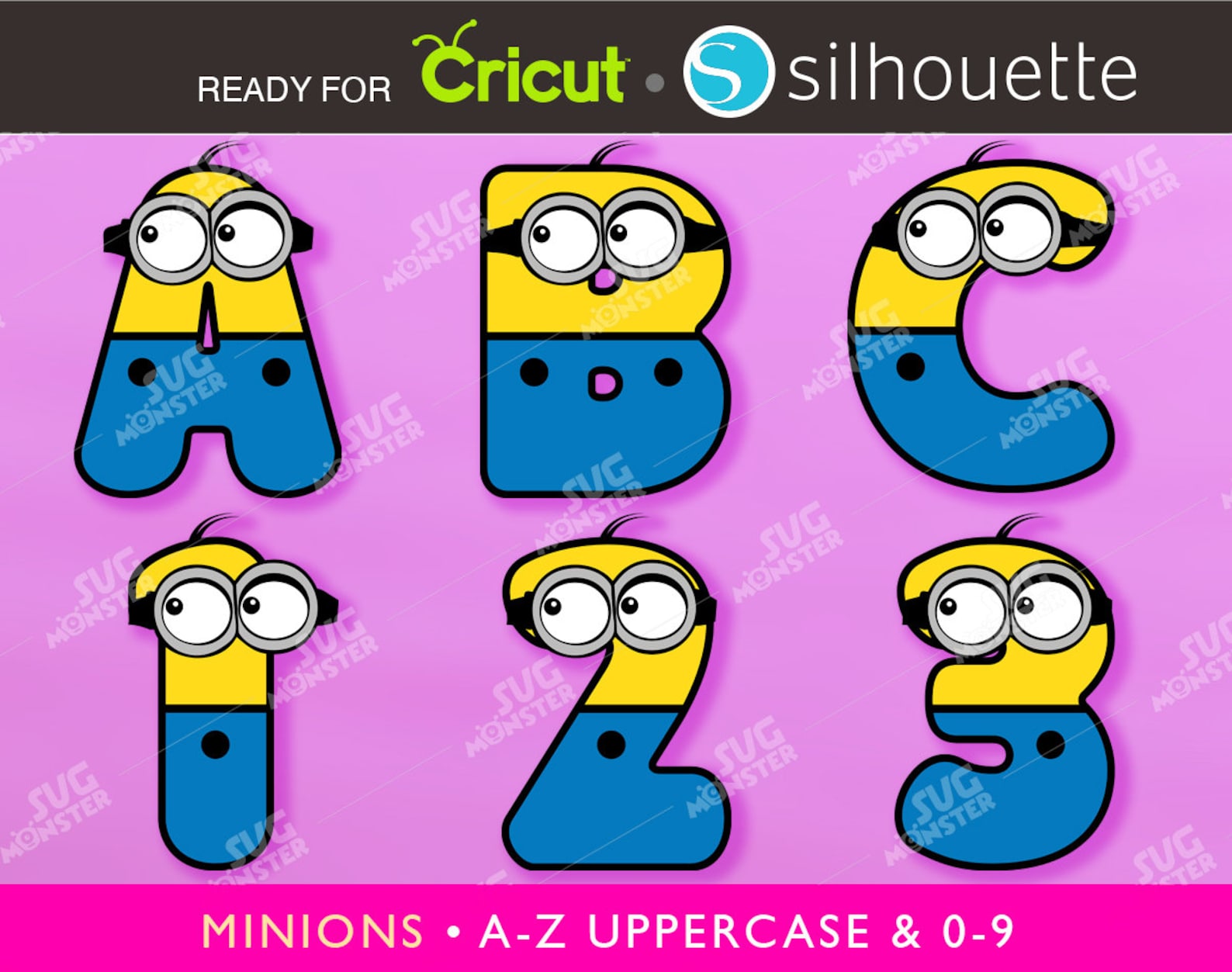 Minions FONT SVG - Minion Alphabet Svg Dxf Cutting Files for Vinyl ...