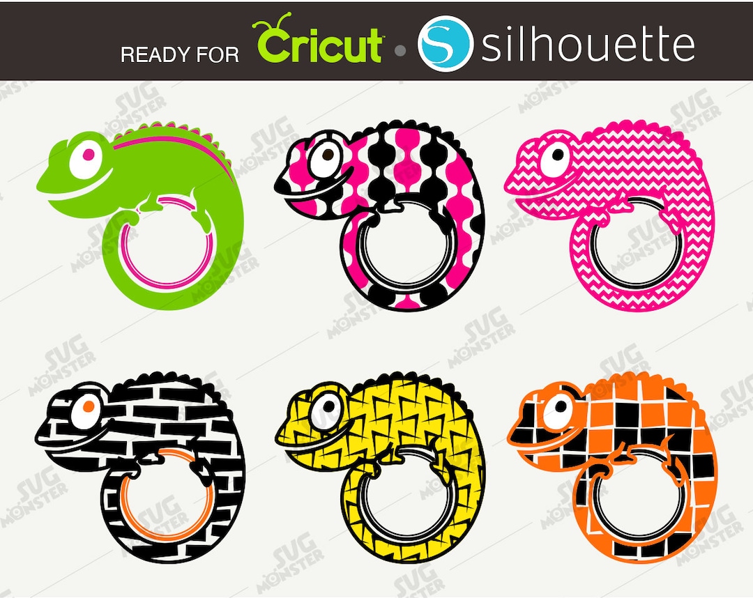 CHAMELEON Svg Monogram Svg Files Circle Border Svg Download Frame for ...