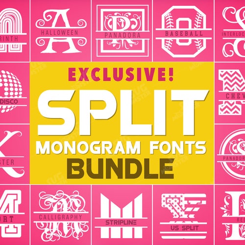 SPLIT LETTER SVG Monogram Font Bundle Svg Cricut Fonts Svg - Etsy