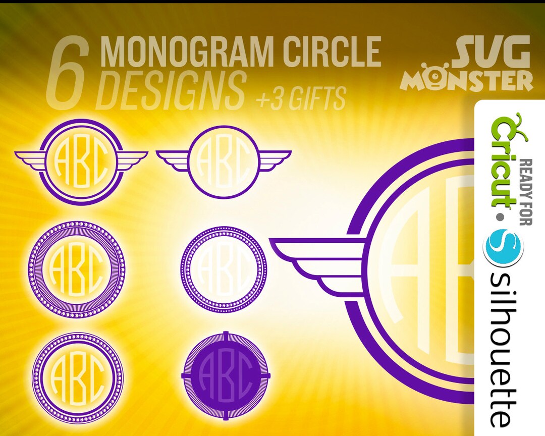 MONOGRAM CIRCLE BORDER Frame Svg • Cut Files for Electronic Vinyl ...