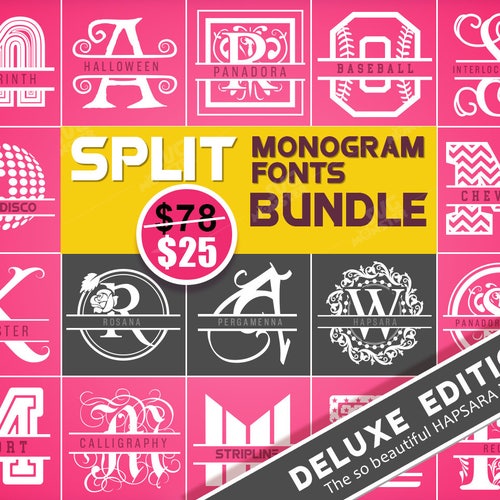 Split Monogram Font SVG Split Font Cut File Split Alphabet | Etsy