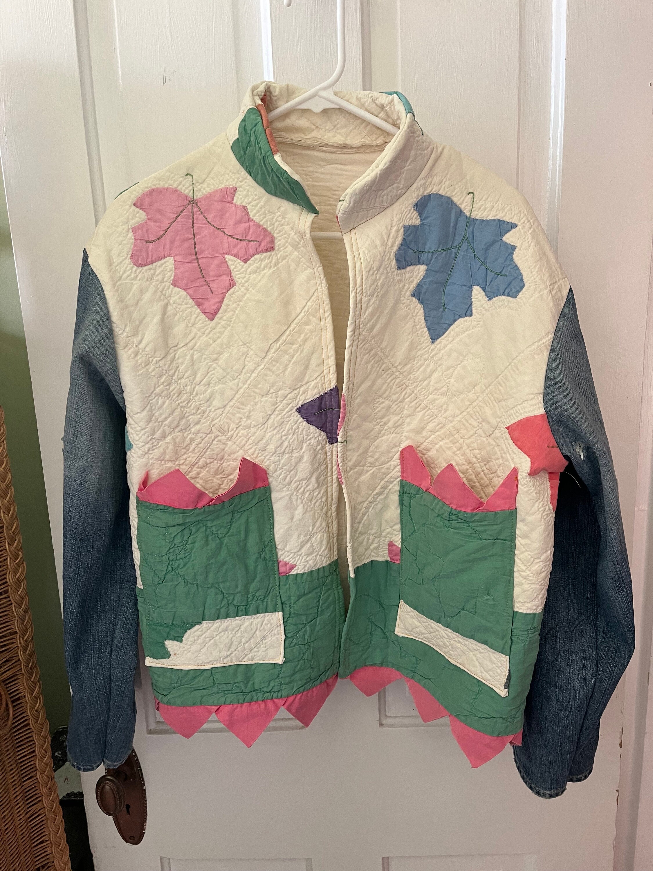 Custom Made Quilt Jacket. Mandarin Collar With Two Pockets. Vintage ...