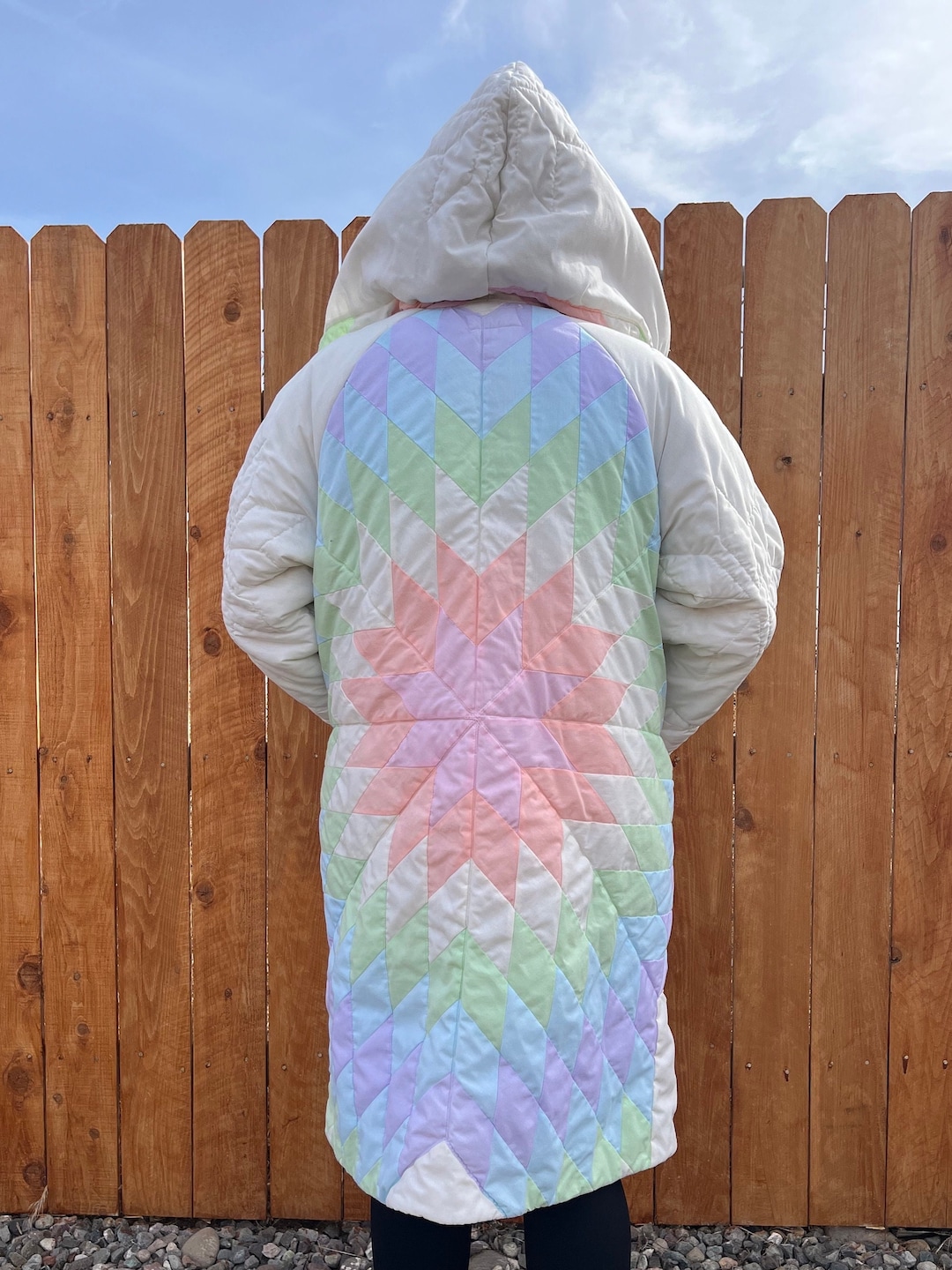 Custom Made Quilt Cloak Overcoat Jacket. Hood With Two Pockets ...