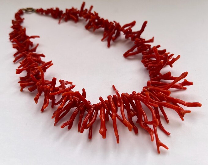 Vintage Italian Red Branch Coral Necklace - Etsy