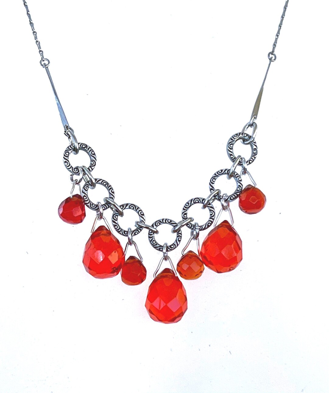 Vintage Art Deco Design Red Crystal Necklace - Etsy
