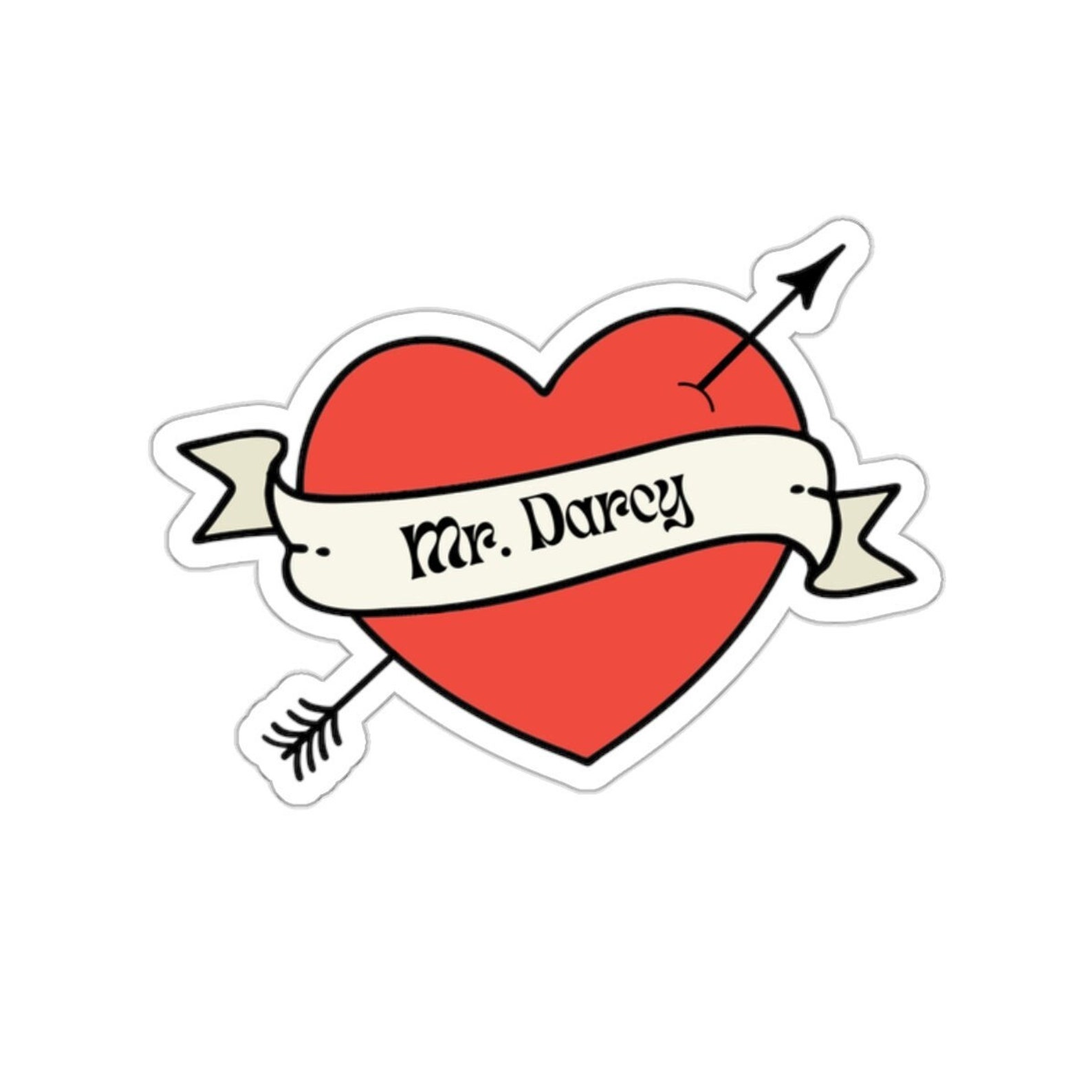 Mr. Darcy Heart Tattoo Sticker, Pride and Prejudice Sticker, Jane ...