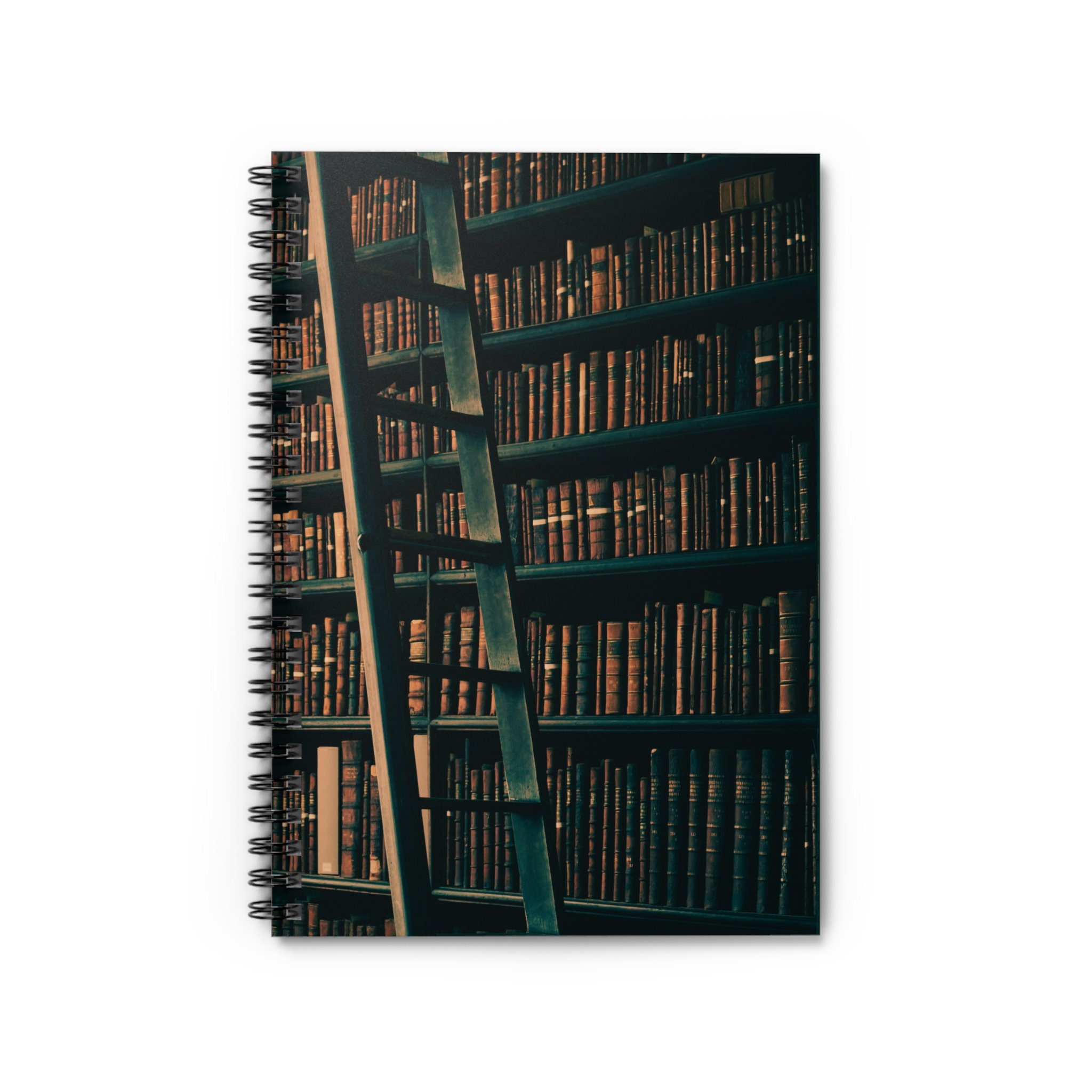 Library Shelf Ladder Spiral Notebook - Ruled Line, Book Lovers Gift ...