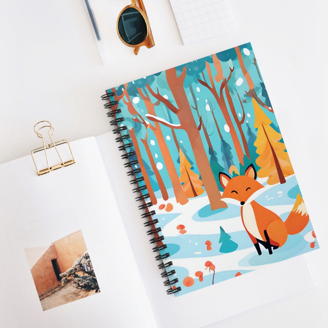 Winter Fox Spiral Notebook Ruled Line Christmas List - Etsy
