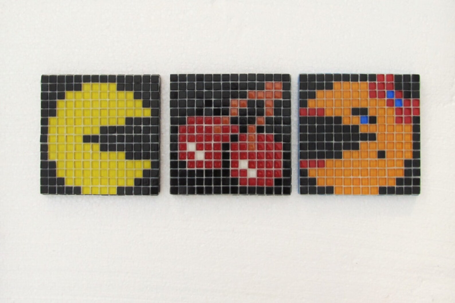 Original Pacman Mosaic Wall Art; Pacman Red Cherries; Pacman Power-up ...