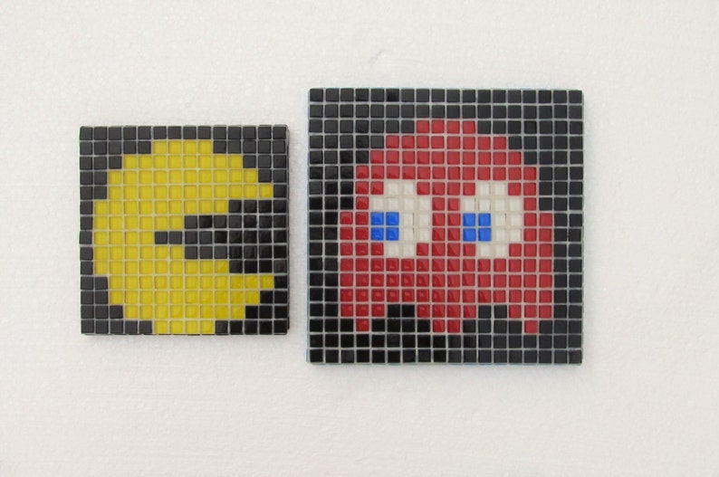 Original Pacman Mosaic Wall Art; Pacman Red Cherries; Pacman Power-up ...