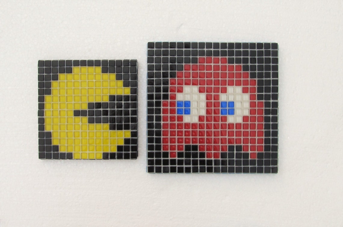 Pacman Mosaic Wall Art Tile, Retro Video Game Decor - Etsy