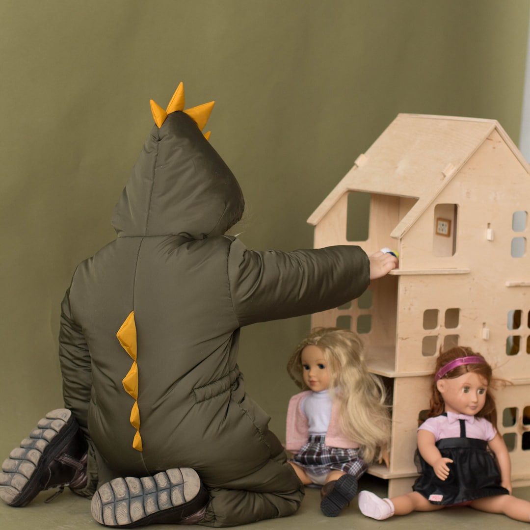 Khaki Pramsuit Dino for Kids, Snowsuit 1-3years, Baby Snowsuits, Winter ...