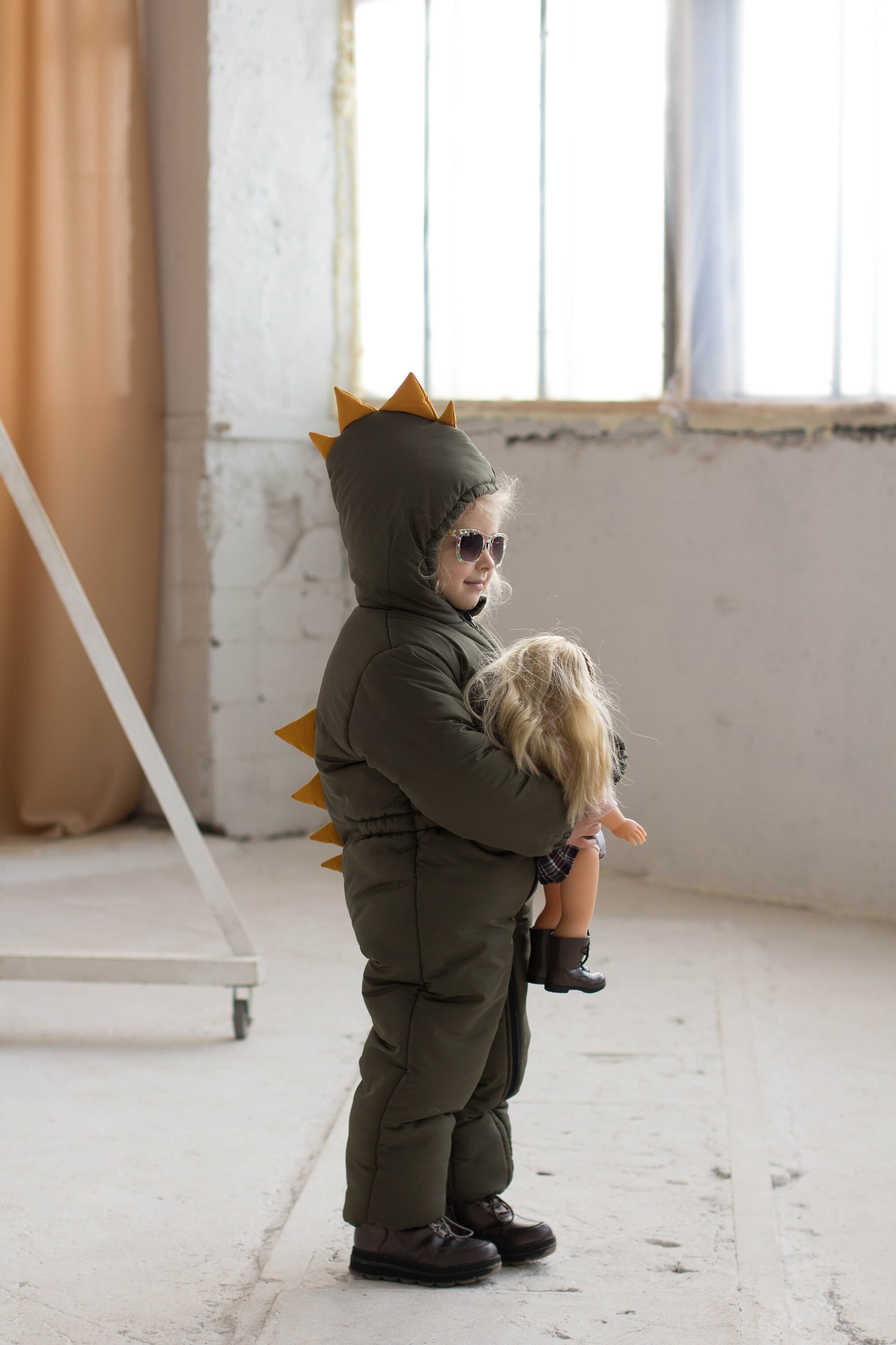 Khaki Pramsuit Dino for Kids, Snowsuit 1-3years, Baby Snowsuits, Winter ...