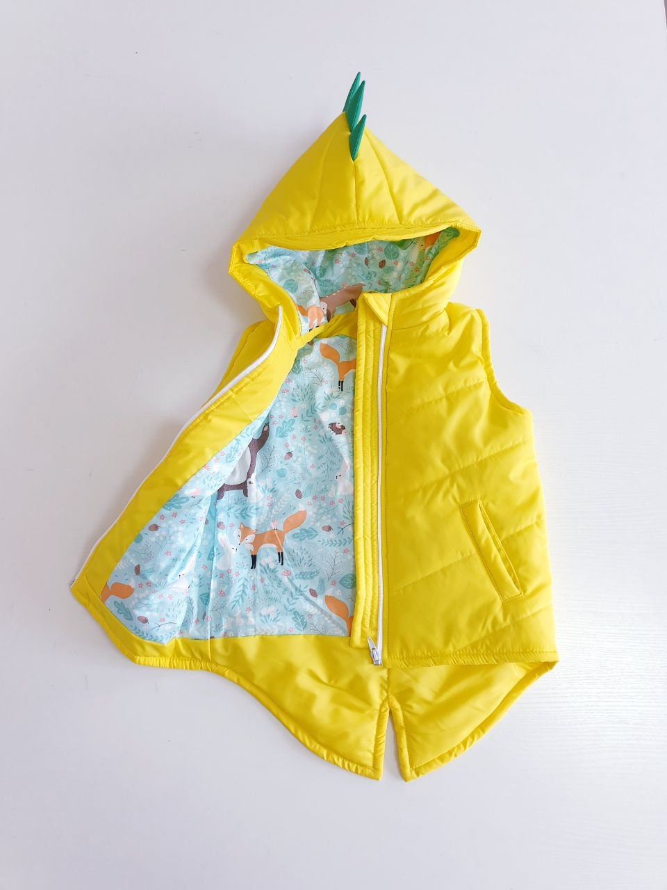 Yellow Dino Kids Vest Dinosaurvcostume Birthday Party Halloween Gift ...