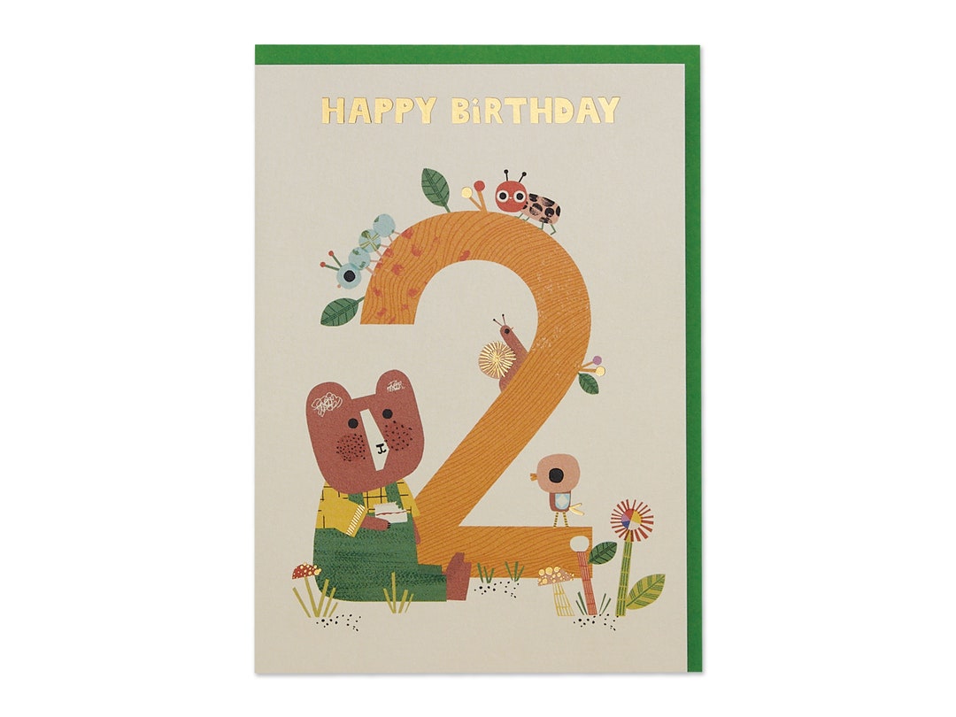 Cute Bear Age 2 'happy Birthday' Card - Etsy