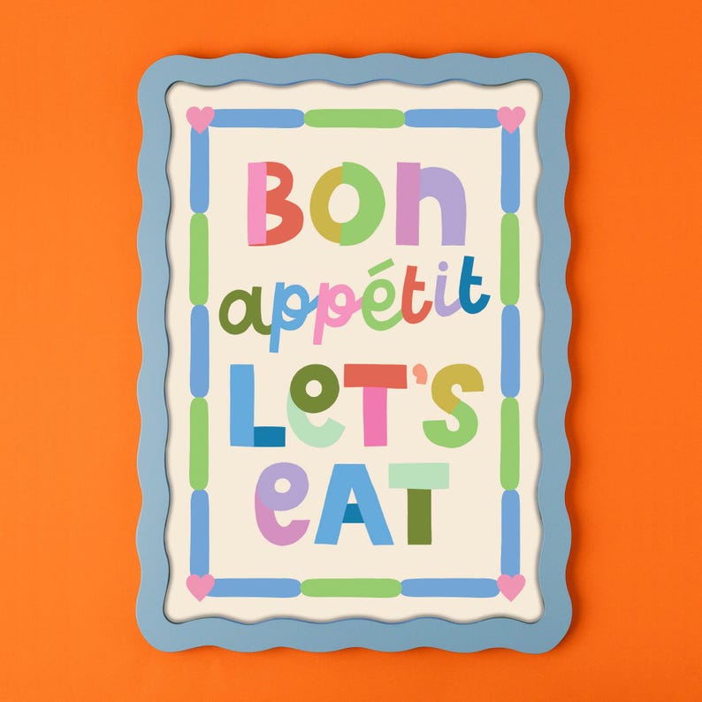 Bon Appetit Let's Eat | Print A3 | Kitchen Print | Bright and Colourful ...