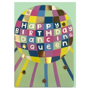 Happy Birthday Dancing Queen | Greeting Card | Die Cut Disco Ball ...