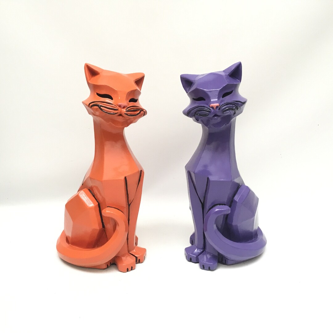 Pair Universal Statuary MCM Cubist Cats 12” Modernist Statues - Etsy