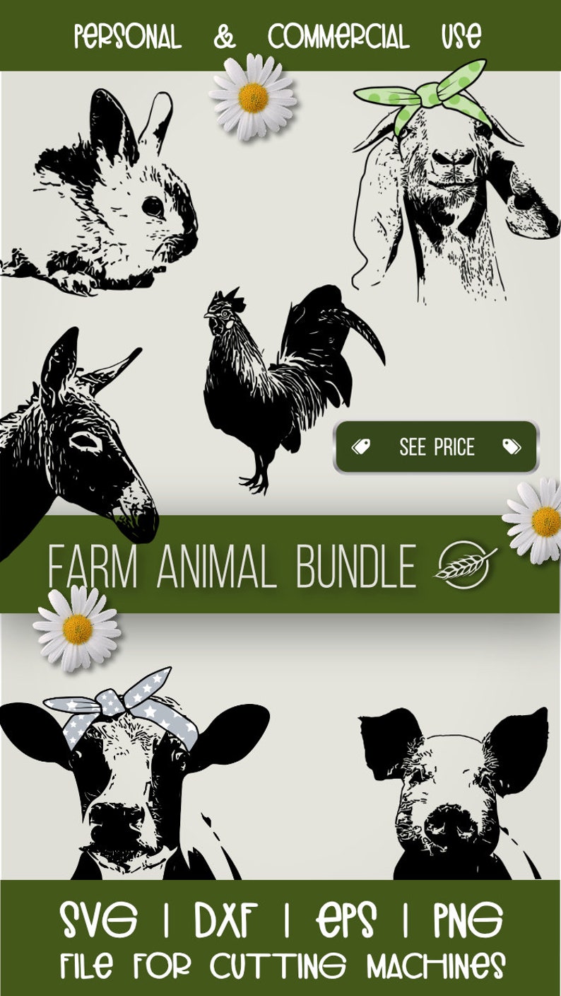 Farm Animal Bundle Part 1, SVG Cut Files - Etsy