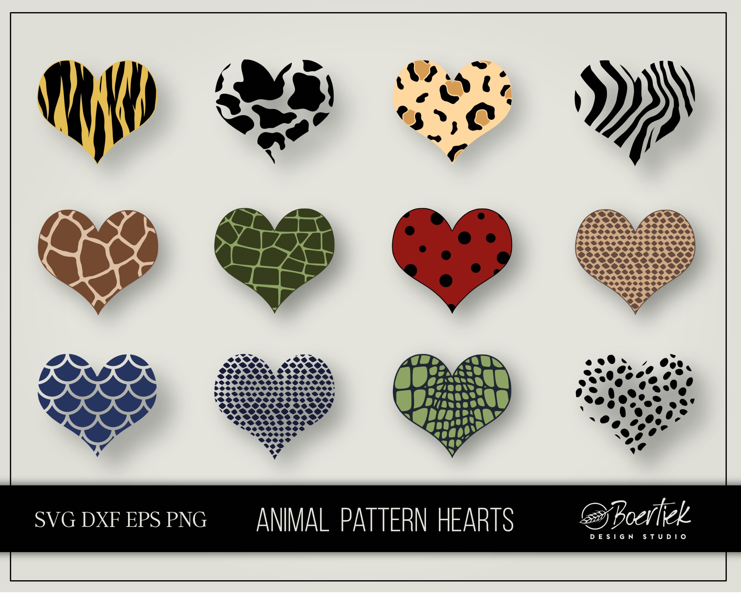 Hearts Animal Patterns Digital Svg Dxf Eps Png Cut File for - Etsy