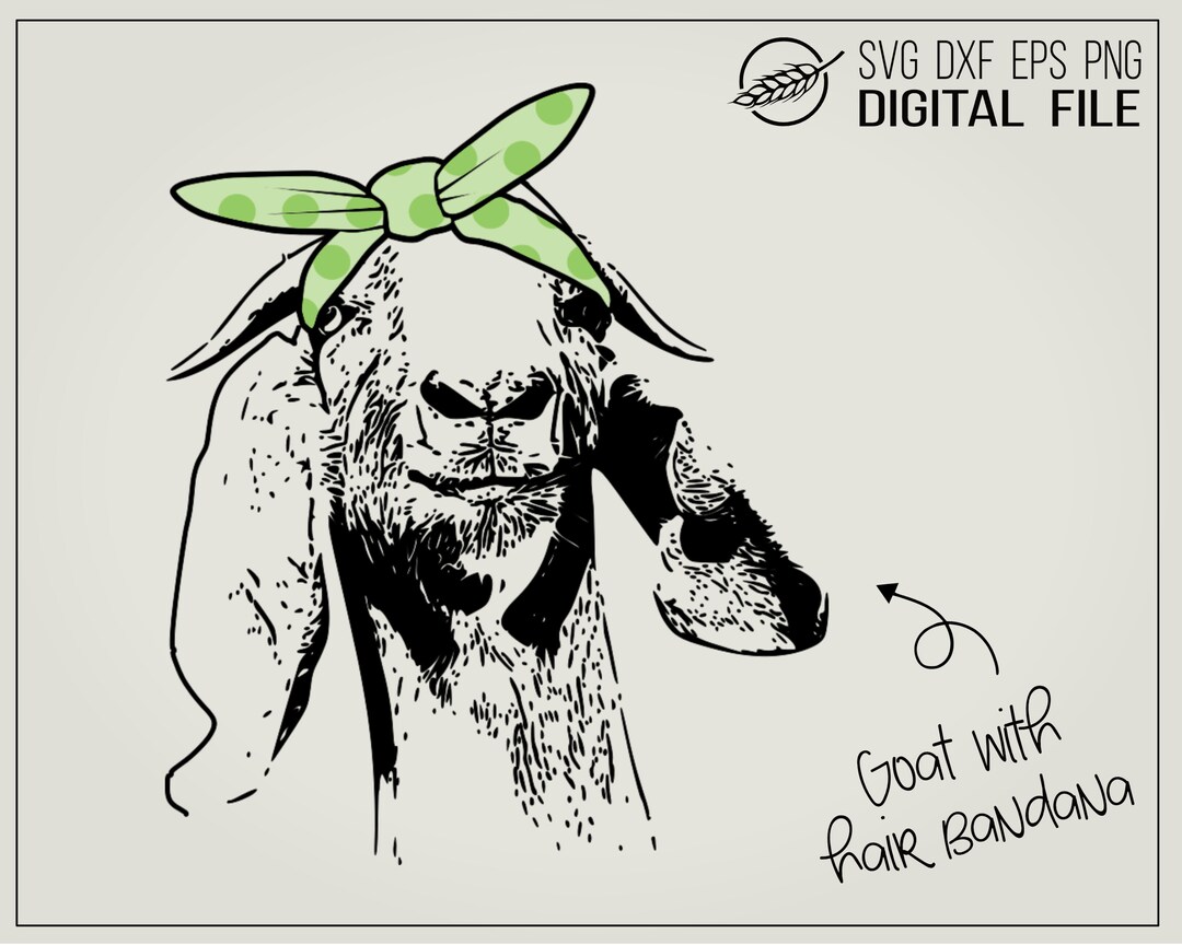 Goat With Hair Bandana, SVG Cut File - Etsy