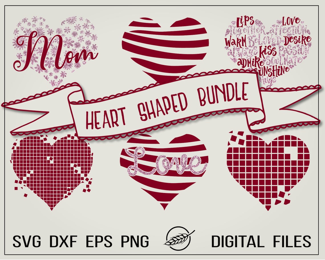 Heart Shaped Bundle, Digital Svg Dxf Eps Png Cut File Heart Shapes Love ...
