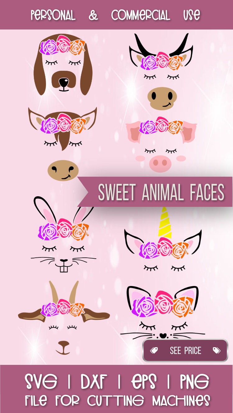 Sweet Animal Faces Bundle SVG Cut Files - Etsy