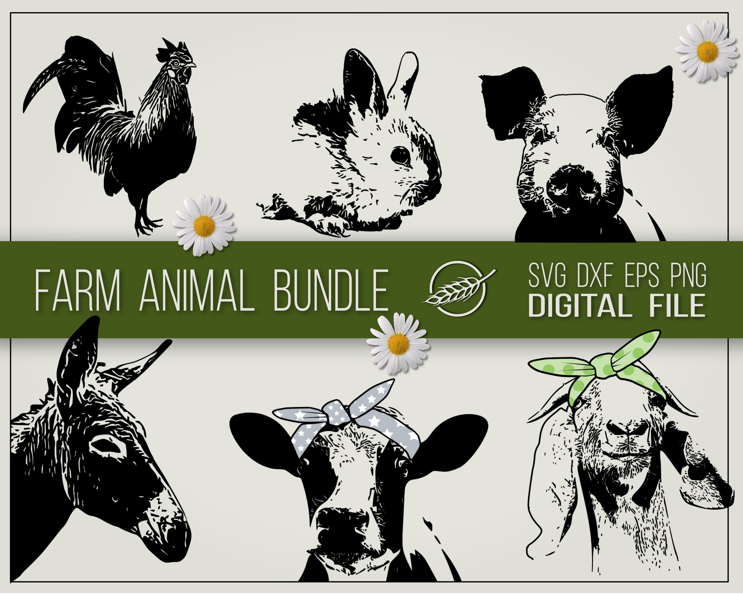 Farm animal bundle part 1 SVG cut files | Etsy