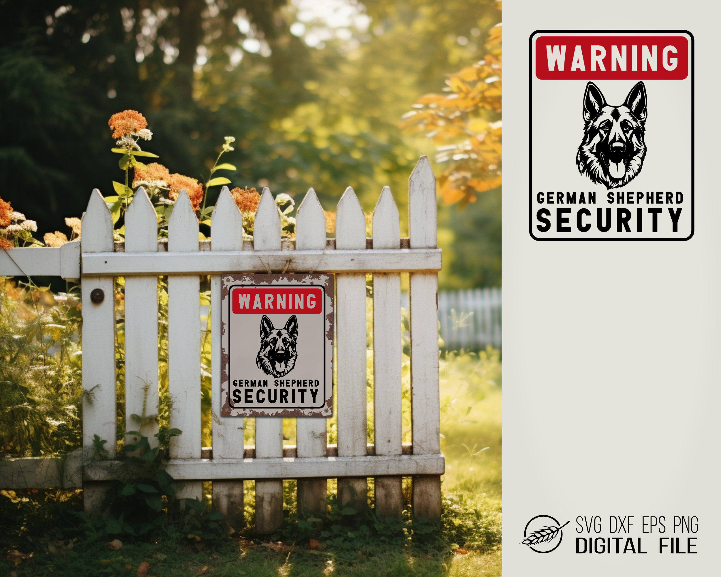 Warning Sign German Shepherd, SVG File for Cutting Machines, Instant ...