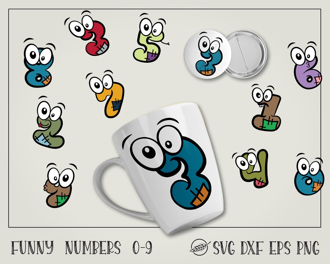 Funny Numbers 0-9, Digital Files for Cutting Machines, Svg/dxf/eps/png ...
