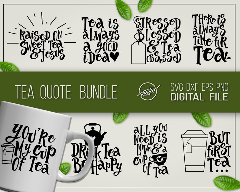 Tea quote bundle, SVG cut file - Etsy Nederland