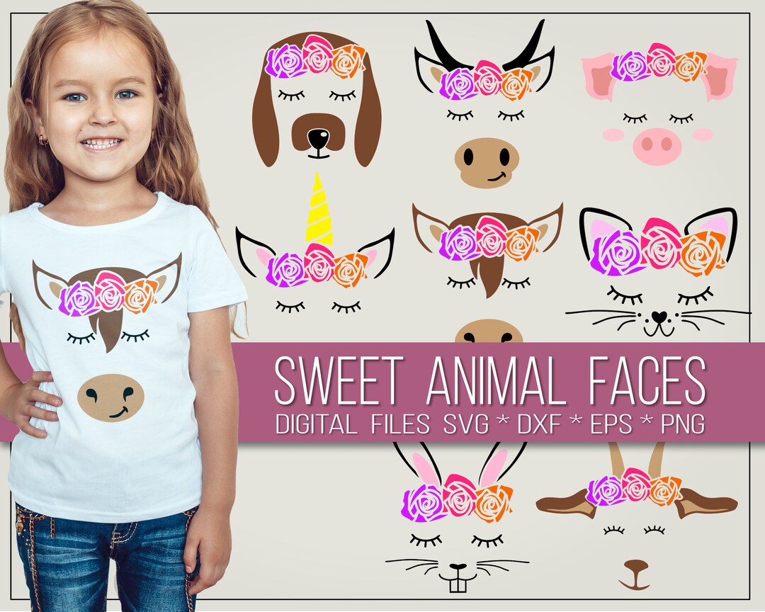 Sweet Animal Faces, Bundle, SVG Cut Files - Etsy